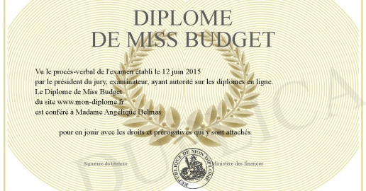 Diplome de Miss Budget