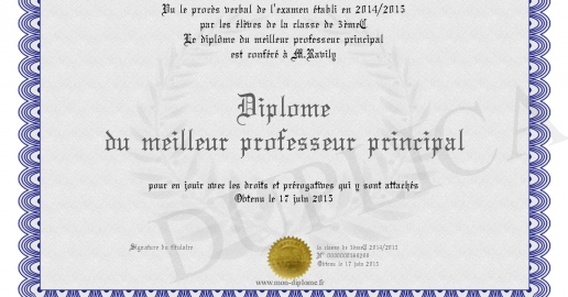 Diplome du meilleur professeur principal