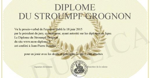 Diplome du Stroumpf Grognon