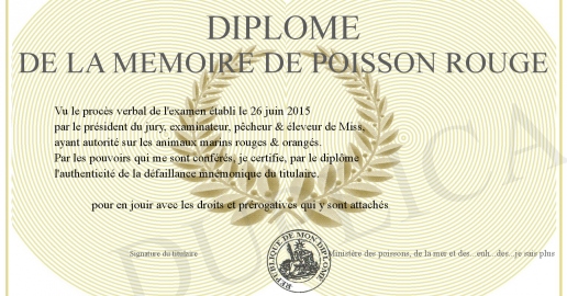 Diplome de la memoire de poisson rouge