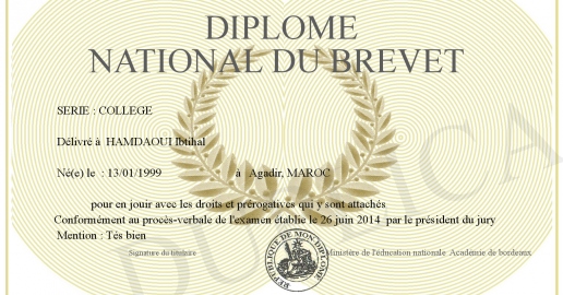 Diplome national du Brevet