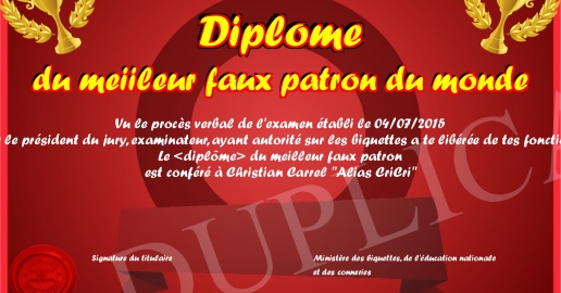 Diplome du meiileur faux patron du monde