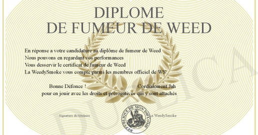Diplome de fumeur de Weed