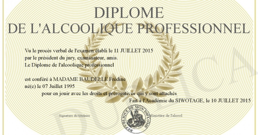 Diplome de l alcoolique professionnel