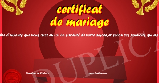 certificat de mariage