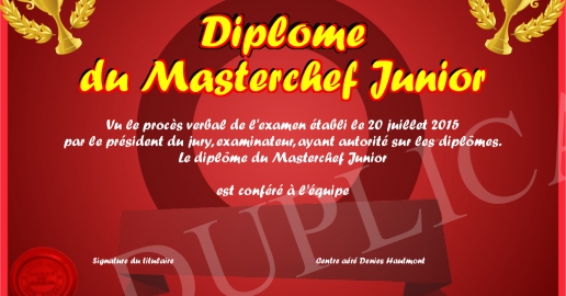 Diplome du Masterchef Junior