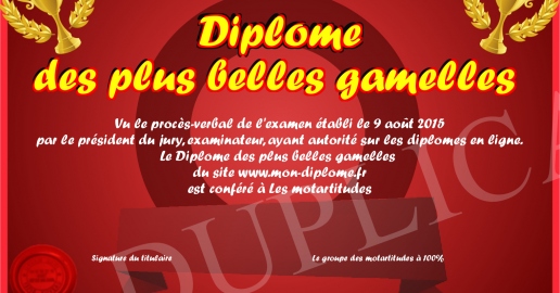 Diplome des plus belles gamelles