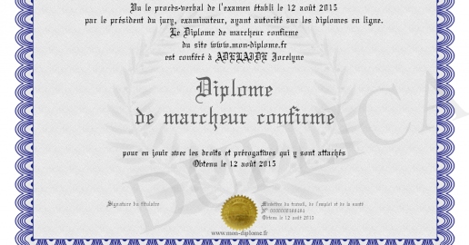 Diplome de marcheur confirme