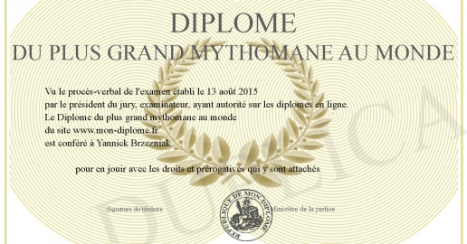 Diplome du plus grand mythomane au monde