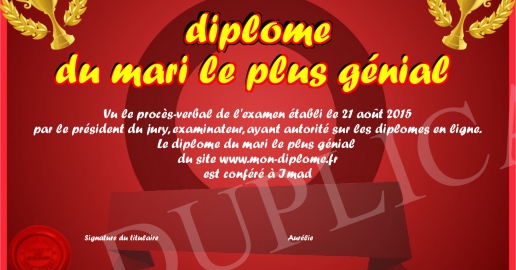 diplome du mari le plus genial