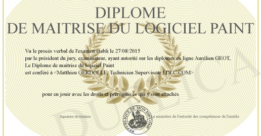 Diplome de maitrise du logiciel Paint