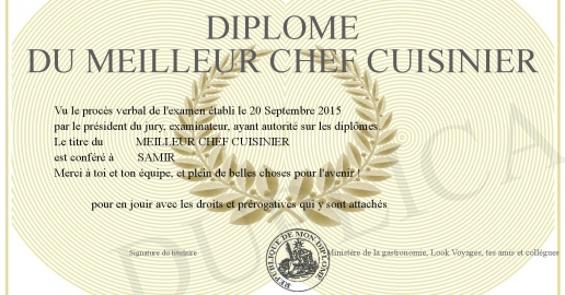 Diplome du Meilleur Chef Cuisinier