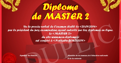 Diplome de MASTER 2