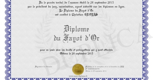 Diplome du Fayot d Or
