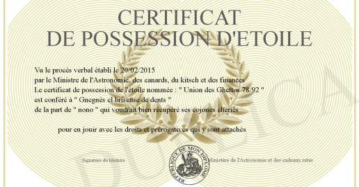 Certificat de possession d etoile