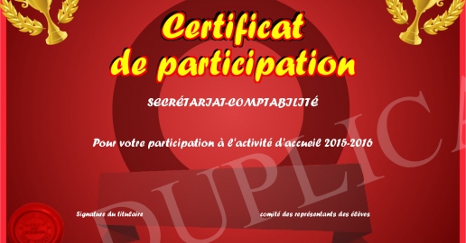 Certificat de participation
