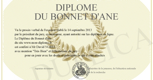 Diplome du Bonnet d Ane