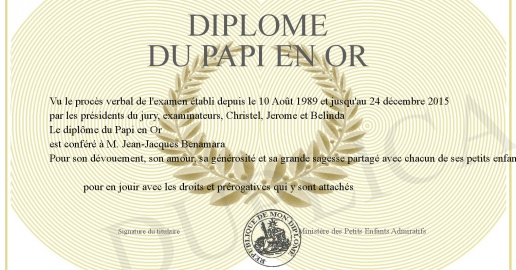 Diplome du Papi en Or