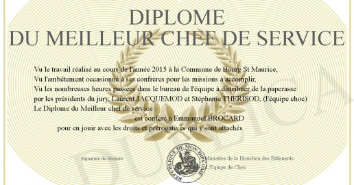 Diplome du Meilleur chef de service