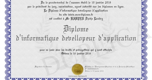 Diplome d informatique devellopeur d application