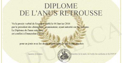 Diplome de l anus retrousse