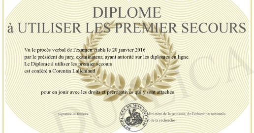 Diplome a utiliser les premier secours
