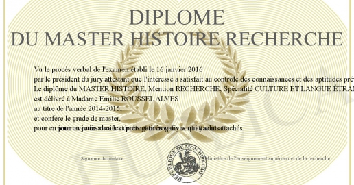 Diplome du Master Histoire Recherche
