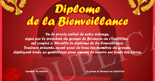 Diplome de la Bienveillance