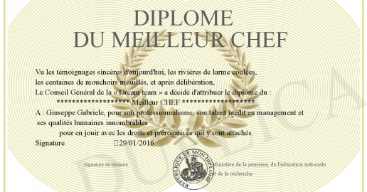 Diplome du MEILLEUR CHEF