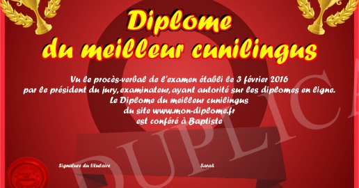 Diplome du meilleur cunilingus