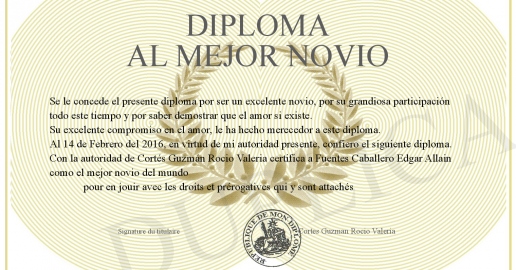 DIPLOMA AL MEJOR NOVIO