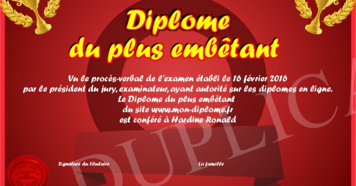 Diplome du plus embetant