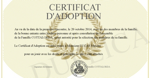 Certificat d Adoption