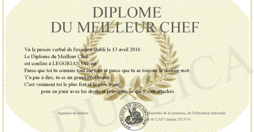 Diplome du Meilleur Chef