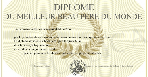 Diplome du meilleur beau pere du monde