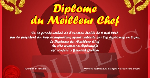 Diplome du Meilleur Chef