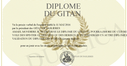 Diplome du GITAN