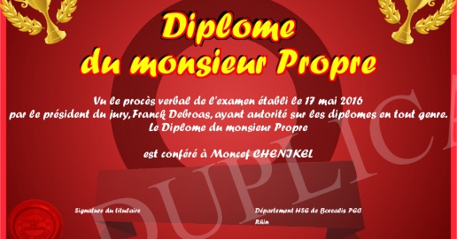 Diplome du monsieur Propre