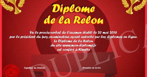 Diplome de la Relou