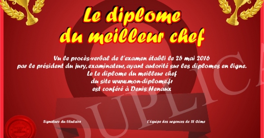 Le diplome du meilleur chef