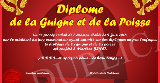 Diplome de la Guigne et de la Poisse