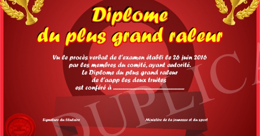 Diplome du plus grand raleur