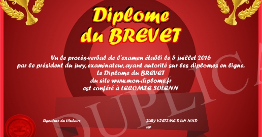 Diplome du BREVET