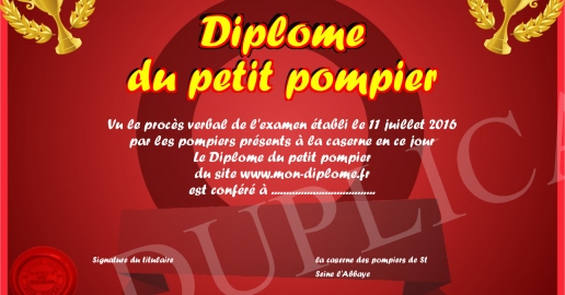 Diplome du petit pompier