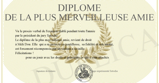 diplome de la plus merveilleuse amie