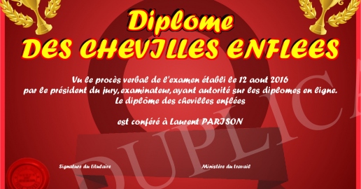 Diplome DES CHEVILLES ENFLEES