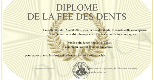 Diplome de la Fee des dents
