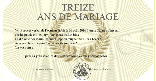 Treize ans de mariage