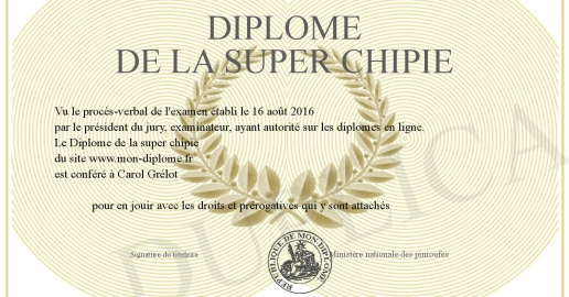 Diplome de la super chipie