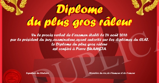 Diplome du plus gros raleur